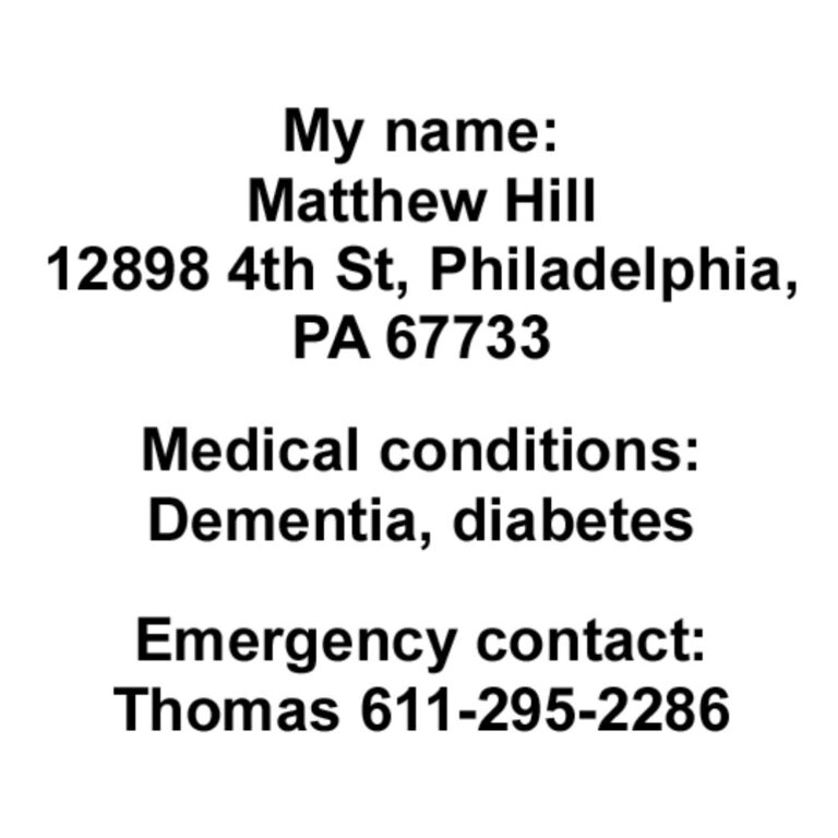 Name and Emergency Contact Info Tag | Shop | RAZ Mobility